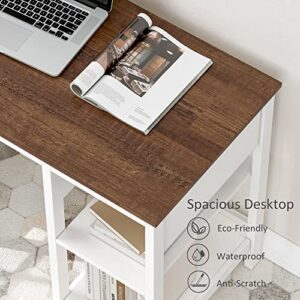 Spirich Home Office Computer Desk, 47 Inch Modern Rustic Wood Study Writing Table with Open Storage Shelves