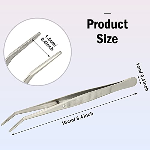 Stainless Steel Tweezers with Curved Serrated Tip Multipurpose Tweezers Sewing Machine Tweezers Forceps Tweezers for Craft (Silver, 10 Pieces)