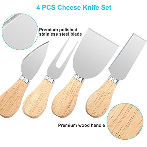 UUBAAR Cheese Knife Set, 4 PCS Cheese Knives for Charcuterie Board Utensils, Cheese Knives Set with Wood Handle Steel Stainless Cheese Slicer Cheese Cutter - Mini Knife, Butter Knife & Fork