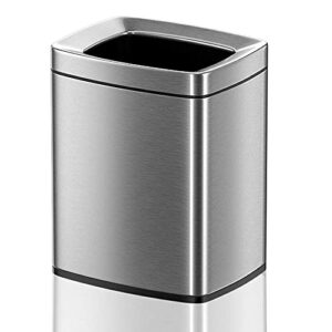 keling square trash can, bathroom trash can, kitchen, office, household trash can, double layer. (10l silver, 9.8in long 7.9in wide 14in tall)