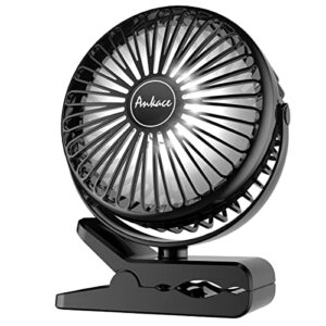 10000mah portable fan rechargeable, battery operated desk fan clip on fan with led light, 3 modes 360° rotation personal usb small fan for outdoor camping golf cart indoor gym treadmill office