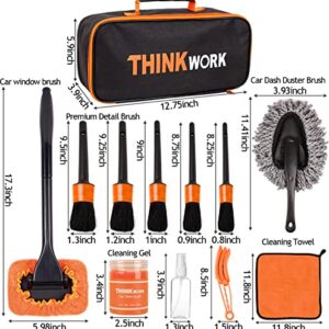 THINKWORK Car Detail Duster Kit-17PCS, Perfect Car Dust Removal Kit Interior and Exterior,Detailing Brush,Cleaning Gel,Car Window Brush,Duster Brush,Coral Fleece Cleaning Towels and Cleaning Pads