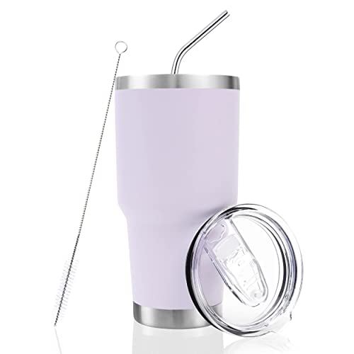 Toopify 30 oz Stainless Steel Insulated Tumbler Travel Mug with Straw Slider Lid, Cleaning Brush, Double Wall Vacuum