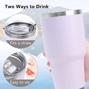 Toopify 30 oz Stainless Steel Insulated Tumbler Travel Mug with Straw Slider Lid, Cleaning Brush, Double Wall Vacuum