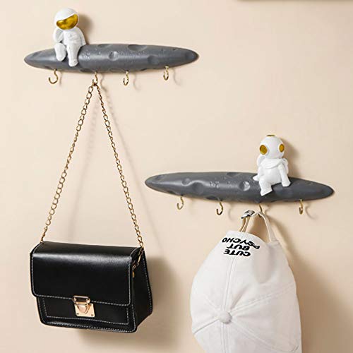 DOITOOL Wall Mounted Coat Hooks Heavy Duty Astronaut Design Metal Coat Hook Rail for Hanging Coat Hat Purse Key Towel Entryway (Random Style)