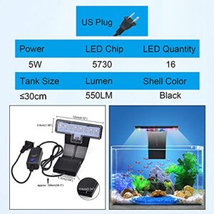 WEAVERBIRD LED Aquarium Light Three-Mode Adjustable Fish Tank Lights 5W 16 LED Planted Aquarium Light Clip Lamp 550LM for 0.24 inch Thickness 12 inch Fish Tank