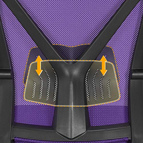 Yaheetech Mesh Office Desk Chairs Ergonomic Task Chairs with Adjustable Lumbar Support Mid Back Swivel Chair Purple