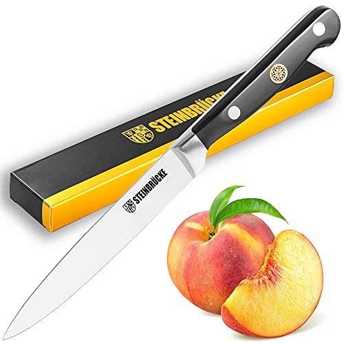 STEINBRÜCKE Kitchen Utility Knife - 5 inch Utility Knife Made from German 5Cr15Mov(HRC58) Stainless Steel, Premium Sharp Petty Knife with Ergonomic Handle for Home, Kitchen & Restaurant