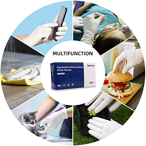 White Disposable Gloves Medium100pcs 4 Mil Powder Latex Free Safety Working Nitrile White Exam Gloves