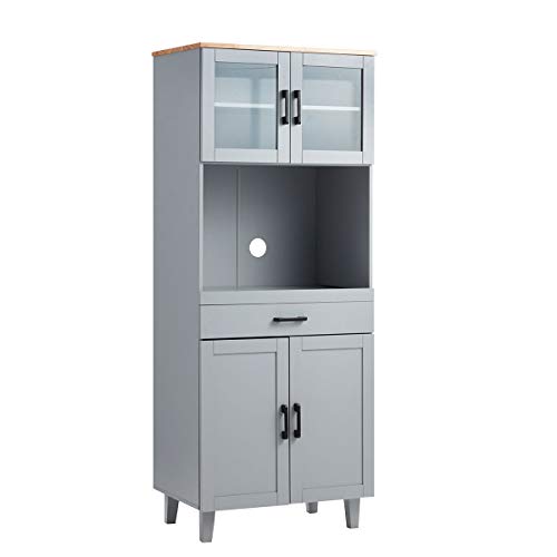 MELLCOM Kitchen Cabinet，Pantry Cabinets with 2 Cabinets, 1 Cutlery Drawer, 1 Open Shelf, Kitchen Storage Cabinets for Home&Office