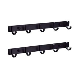 coat hooks wall mounted 2 pack 5-hook coat rack hooks heavy duty wall hooks hat hanger no drilling hook rack bathroom entryway kitchen door hanging jacket backpack key towel cup cloth (aluminum black)