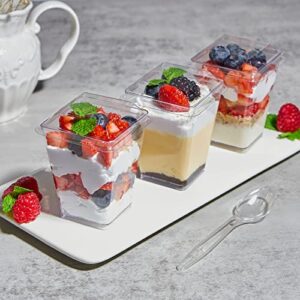 Zezzxu 50 Pack 5 oz Dessert Cups with Lids and Spoons, Plastic Parfait Cups with Lids Clear Mini Dessert Cups with Spoons for Party Appetizers Yogurt Fruit Trifle Mousse Pudding