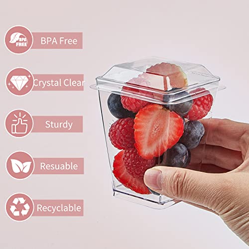 Zezzxu 50 Pack 5 oz Dessert Cups with Lids and Spoons, Plastic Parfait Cups with Lids Clear Mini Dessert Cups with Spoons for Party Appetizers Yogurt Fruit Trifle Mousse Pudding