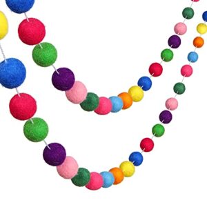 wool felt ball garland colourful felt ball pom pom garlands 9.84 feet long 70 balls felt ball garlands hanging garland banner for wall party home decoration (assorted colors)