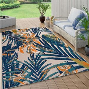 rugshop tropical floral leaves indoor/outdoor area rug 5' x 7' multi