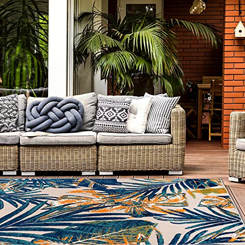 Rugshop Tropical Floral Leaves Indoor/Outdoor Area Rug 5' x 7' Multi