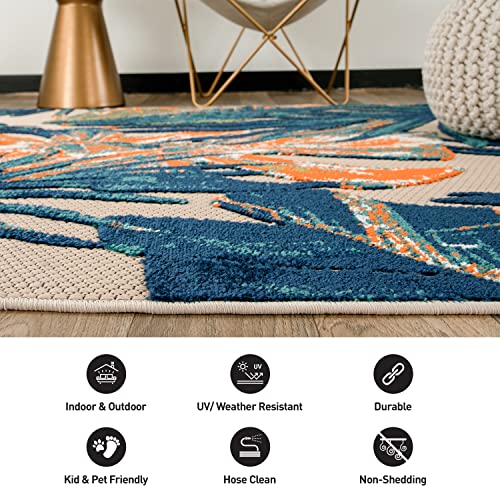 Rugshop Tropical Floral Leaves Indoor/Outdoor Area Rug 5' x 7' Multi