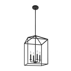 generation lighting 5115004-112 perryton medium four - light hall/foyer hanging modern fixture, midnight black