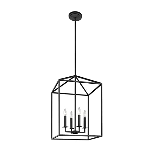 Generation Lighting 5115004-112 Perryton Medium Four - Light Hall/Foyer Hanging Modern Fixture, Midnight Black