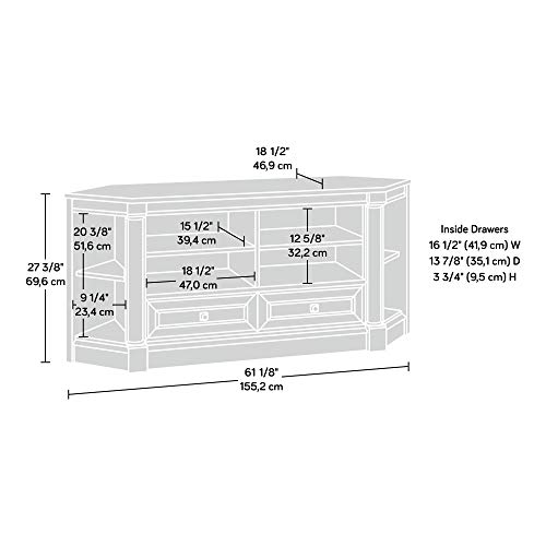 Sauder Palladia Corner Entertainment Credenza, for TVs up to 60", Split Oak Finish