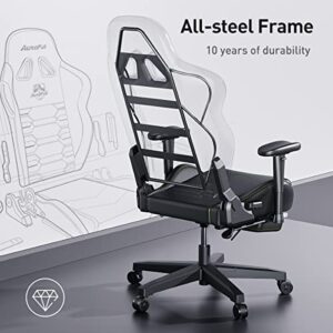 AutoFull C3 Gaming Chair Ergonomic Office Chair with 3D Bionic Lumbar Support Racing Style PU Leather Computer PC Chair for Adults with Footrest,Black