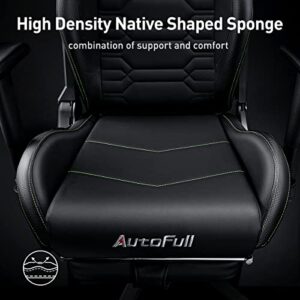 AutoFull C3 Gaming Chair Ergonomic Office Chair with 3D Bionic Lumbar Support Racing Style PU Leather Computer PC Chair for Adults with Footrest,Black