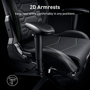 AutoFull C3 Gaming Chair Ergonomic Office Chair with 3D Bionic Lumbar Support Racing Style PU Leather Computer PC Chair for Adults with Footrest,Black