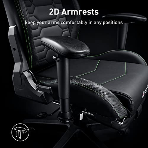 AutoFull C3 Gaming Chair Ergonomic Office Chair with 3D Bionic Lumbar Support Racing Style PU Leather Computer PC Chair for Adults with Footrest,Black