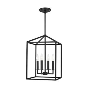 generation lighting 5215004-112 perryton small four - light hall/foyer hanging modern fixture, midnight black