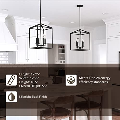 Generation Lighting 5215004-112 Perryton Small Four - Light Hall/Foyer Hanging Modern Fixture, Midnight Black