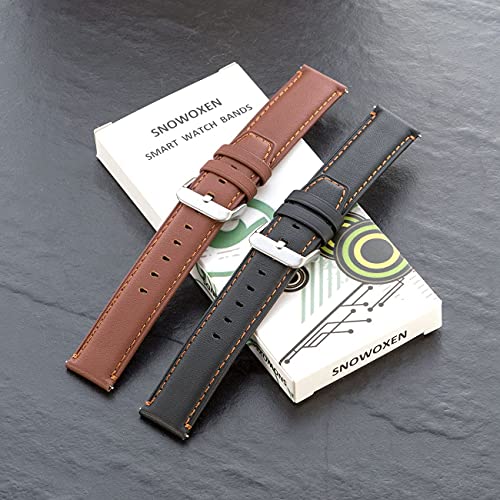 Galaxy Watch Active 2 Bands 2 Pack, Compatible with Samsung Galaxy Active 2 Watch Band, for Galaxy Watch Active 2 40mm/active 2 44mm/active, 20mm Leather Men Women Bands(Black+Brown)