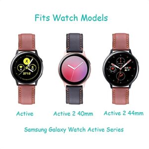 Galaxy Watch Active 2 Bands 2 Pack, Compatible with Samsung Galaxy Active 2 Watch Band, for Galaxy Watch Active 2 40mm/active 2 44mm/active, 20mm Leather Men Women Bands(Black+Brown)