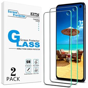 katin [2-pack] for samsung galaxy s10e tempered glass screen protector anti scratch, bubble free, 9h hardness, case friendly