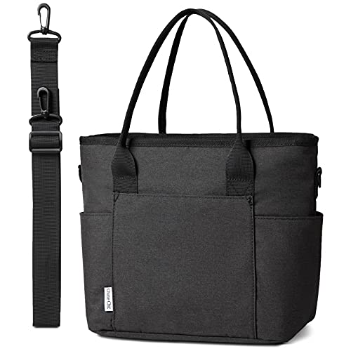 Lunch Bag for Women, ChaseChic Insulated Thermal Lunch Tote Bag Large Lunch Box Container for Adults with Adjustable Shoulder Strap, Reusable Lunch Cooler Bag for Office Work School Picnic, Black