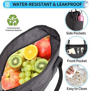 Lunch Bag for Women, ChaseChic Insulated Thermal Lunch Tote Bag Large Lunch Box Container for Adults with Adjustable Shoulder Strap, Reusable Lunch Cooler Bag for Office Work School Picnic, Black