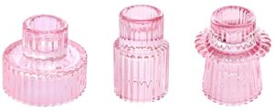 vixdonos pink candlestick holders set of 3 glass candle holders for taper candles,pillar candles and tealight candles