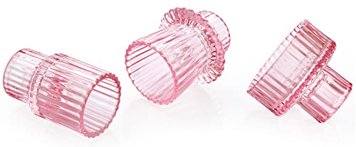 Vixdonos Pink Candlestick Holders Set of 3 Glass Candle Holders for Taper Candles,Pillar Candles and Tealight Candles