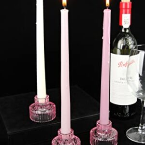 Vixdonos Pink Candle Holders Set of 6 Glass Tealight Candle Holders for Table Centerpieces and Wedding Decor(L)