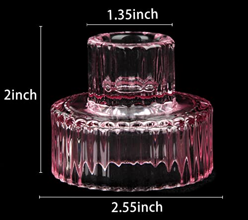 Vixdonos Pink Candle Holders Set of 6 Glass Tealight Candle Holders for Table Centerpieces and Wedding Decor(L)