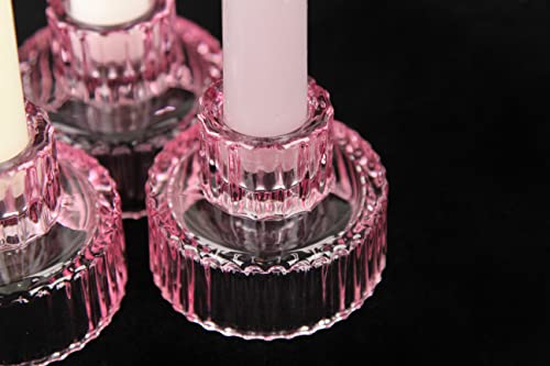 Vixdonos Pink Candle Holders Set of 6 Glass Tealight Candle Holders for Table Centerpieces and Wedding Decor(L)