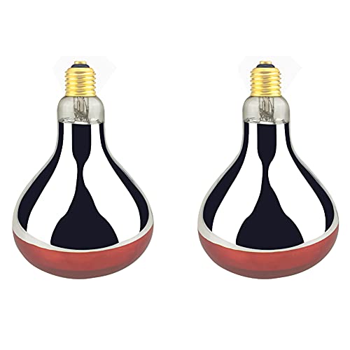 BONGBADA Heat Lamp Bulb R40 100 Watt 2 Pack Painted Red Infrared Glass Lamp Bulb for Food Service, Brooder Bulb, Chicks, Pet, Bathroom (Red Painted-1.0 Version, R40/125W)