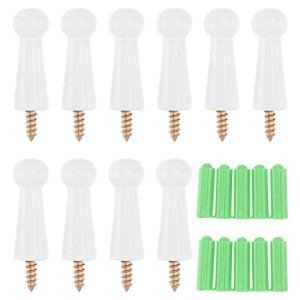 doitool 10 pcs screw- on wood hook wooden coat hooks shaker pegs towel belt jewelry hanger single organizer hat rack for hanging hats bags towels bathroom white