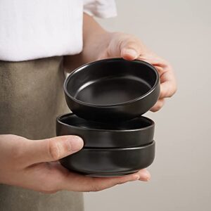 Selamica Ceramic 3.3 Inch Soy Sauce Dish Dipping Bowls Side Dishes Small Appetizer Pinch Bowls for Condiments, Sushi, Ketchup, BBQ-Set of 6(Matte Black)