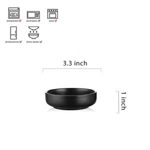 Selamica Ceramic 3.3 Inch Soy Sauce Dish Dipping Bowls Side Dishes Small Appetizer Pinch Bowls for Condiments, Sushi, Ketchup, BBQ-Set of 6(Matte Black)