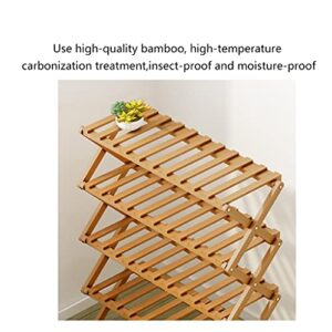 QIFFIY Six Layer Bamboo Shoe Rack Installation Free Simple Folding Solid Wood Shoe Cabinet Entrance Shoe Shelf(Natural Bamboo)