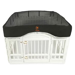 pjyucien dog playpen mesh top cover, fits 36 inch 4 panels regular square plastic exercise pet pen, velcro connections, black (note: cover only, playpen not included !!!)