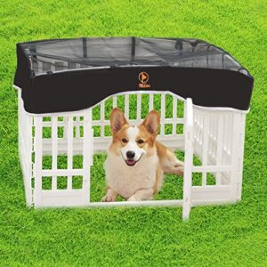 PJYuCien Dog Playpen Mesh Top Cover, Fits 36 Inch 4 Panels Regular Square Plastic Exercise Pet Pen, Velcro Connections, Black (Note: Cover Only, Playpen Not Included !!!)