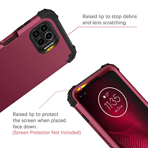 BENTOBEN Case Compatible with Moto One 5G/Moto G 5G Plus/Moto One 5G UW, 3 Layer Heavy Duty Rugged Shockproof Protective Cover for Motorola Moto One 5G /G 5G Plus/One 5G UW 6.7", Wine Red