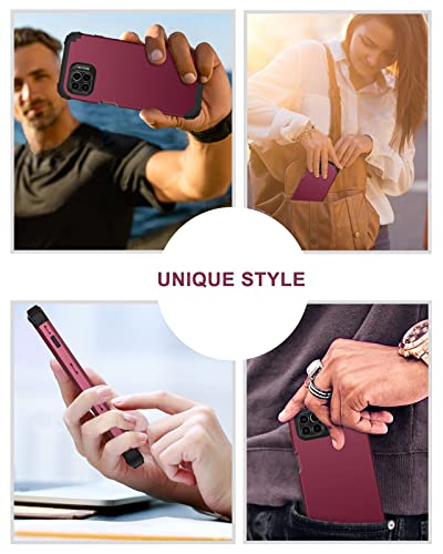 BENTOBEN Case Compatible with Moto One 5G/Moto G 5G Plus/Moto One 5G UW, 3 Layer Heavy Duty Rugged Shockproof Protective Cover for Motorola Moto One 5G /G 5G Plus/One 5G UW 6.7", Wine Red