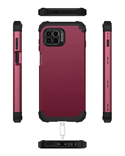 BENTOBEN Case Compatible with Moto One 5G/Moto G 5G Plus/Moto One 5G UW, 3 Layer Heavy Duty Rugged Shockproof Protective Cover for Motorola Moto One 5G /G 5G Plus/One 5G UW 6.7", Wine Red